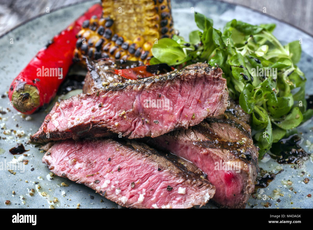 Barbecue Wagyu Tagliata with Salad and Vegetable Stock Photo - Alamy