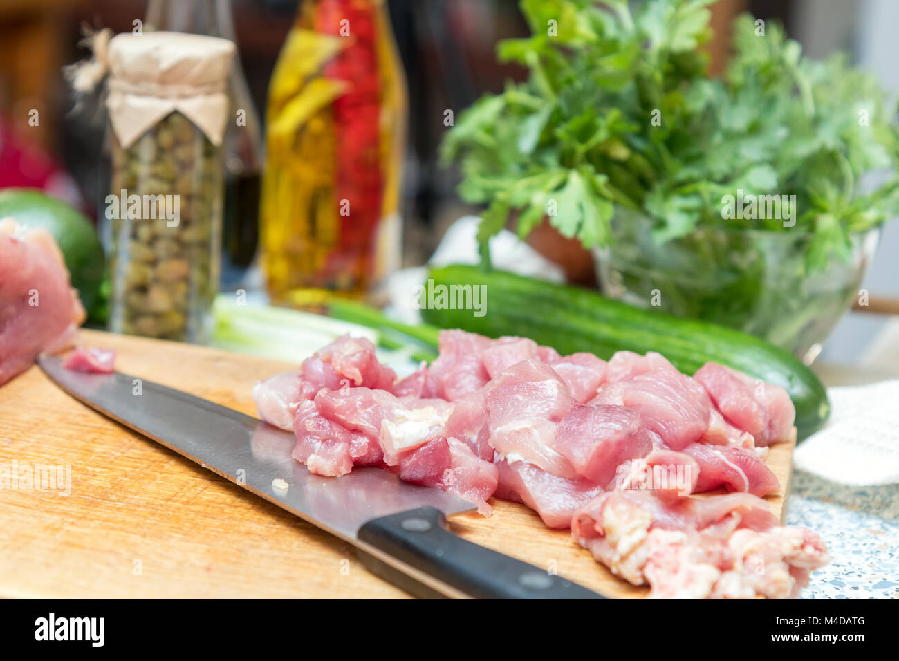 Process cutting pork meat hi-res stock photography and images - Alamy