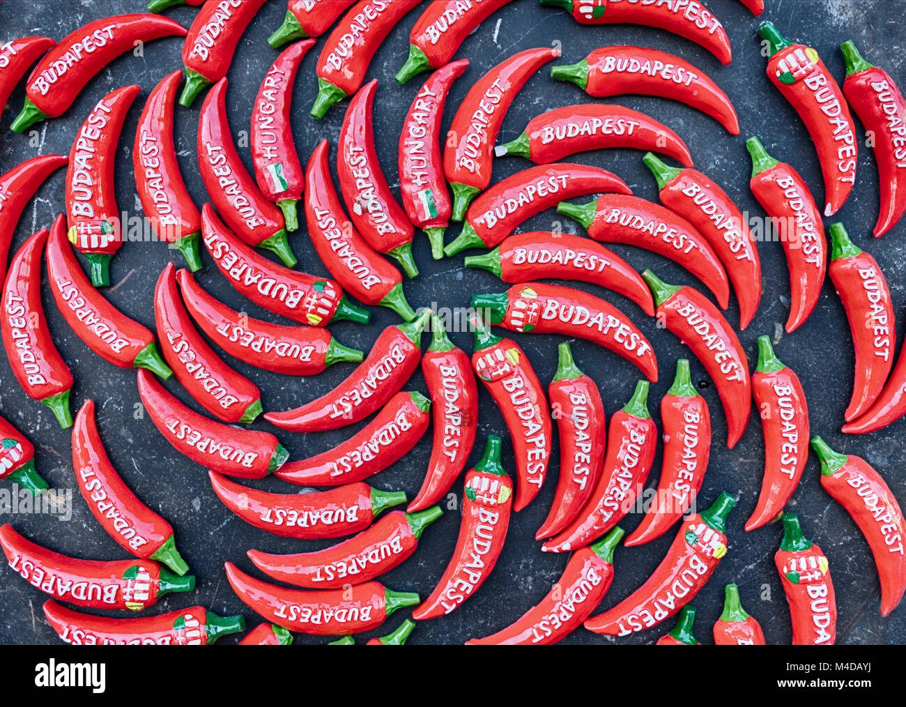 A set of souvenirs in the form of a traditional Hungarian red pepper ...