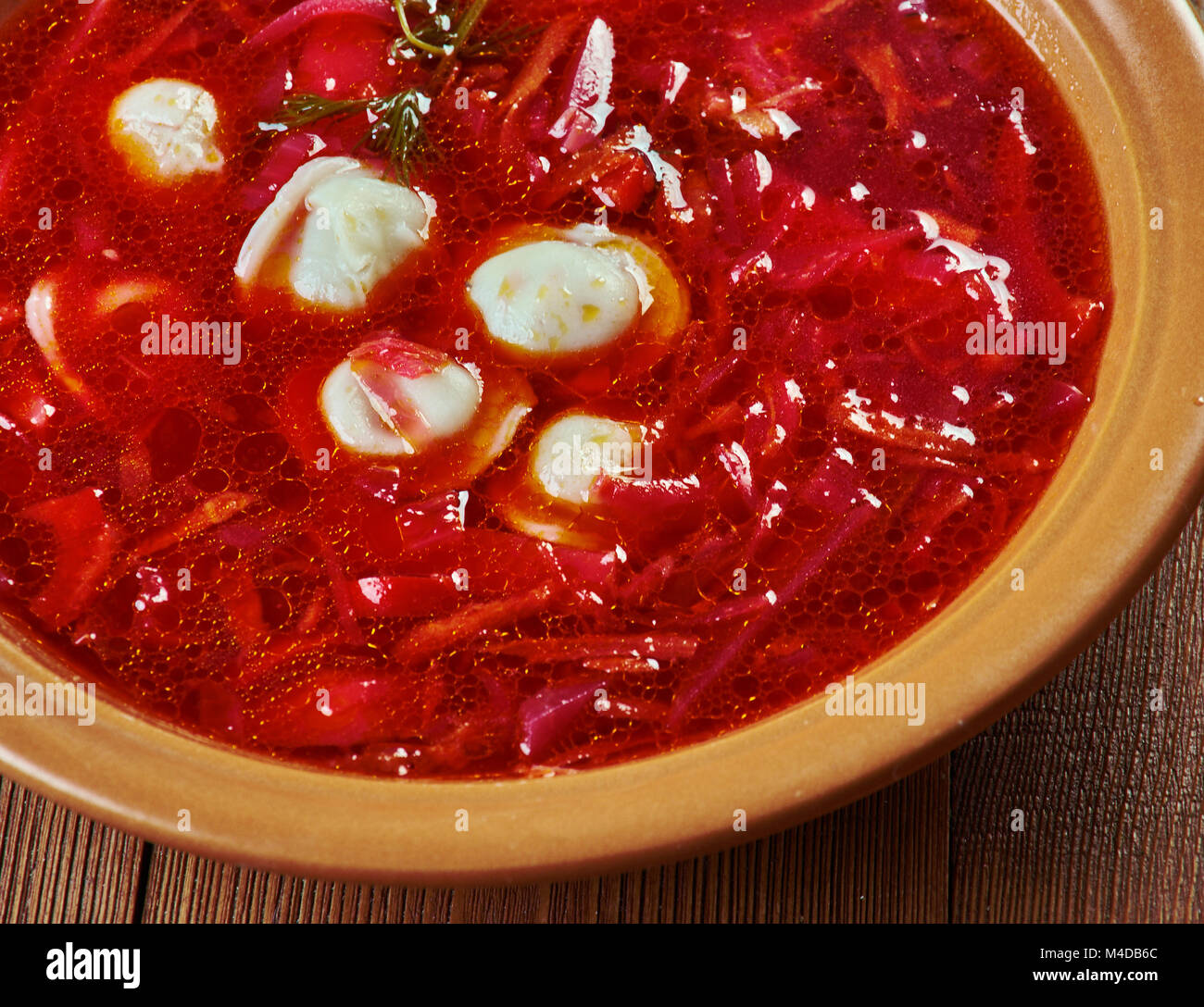 Polish beet soup with dumplings Stock Photo - Alamy
