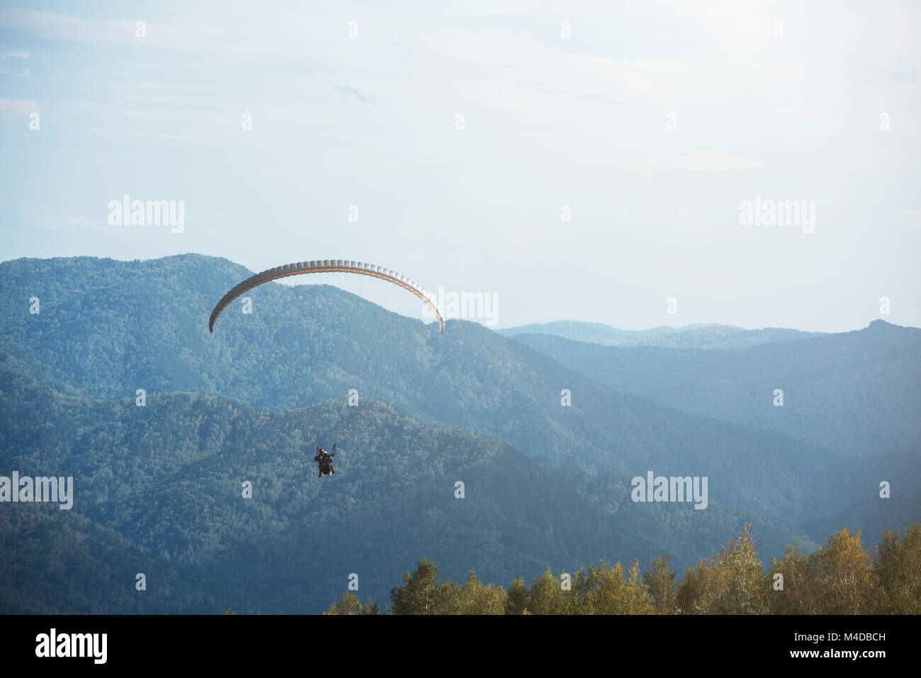 Paragliding in mountains Stock Photo - Alamy