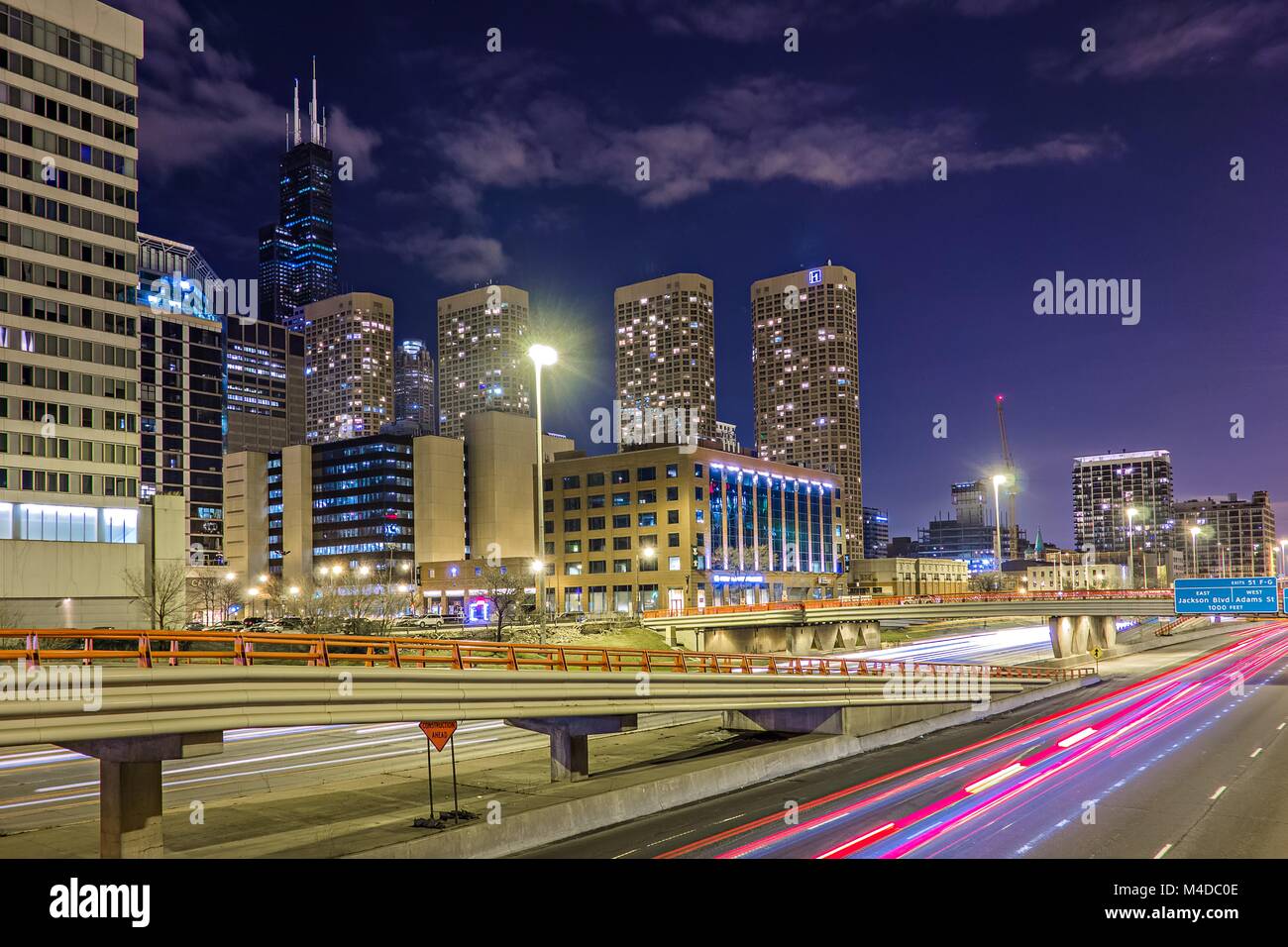 scenes around city of CHicago Illinois at night Stock Photo - Alamy