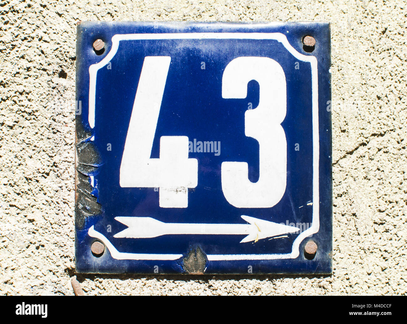 Weathered enameled plate number 43 Stock Photo - Alamy Weathered enameled plate number 43 Stock Photo - Alamy