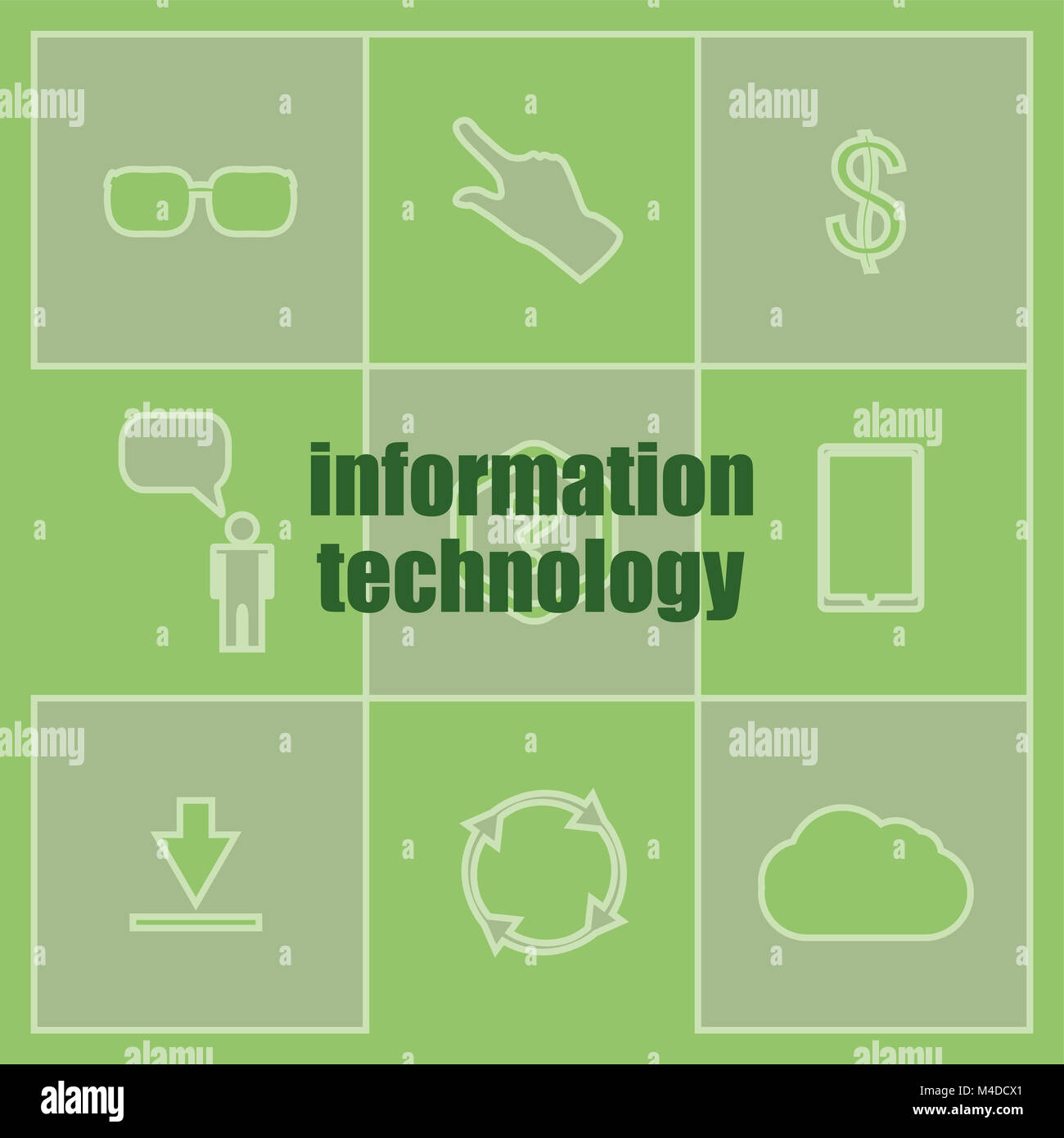 Text information technology. Business concept . Icon and button set ...