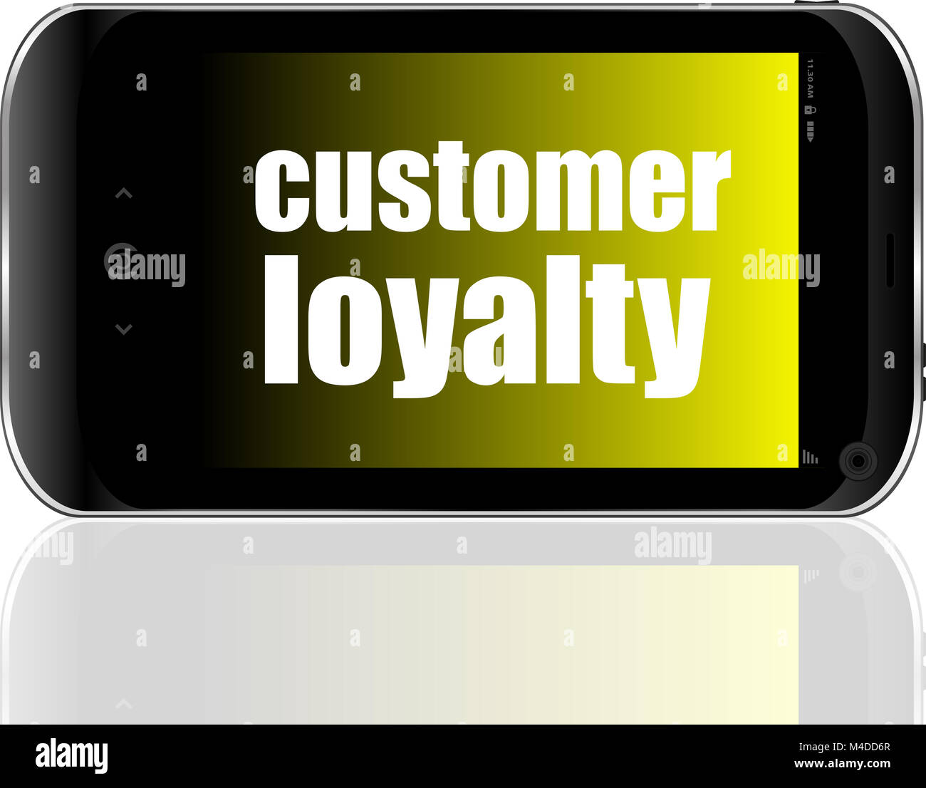 Advertising concept. Smartphone with text Customer Loyalty on display ...