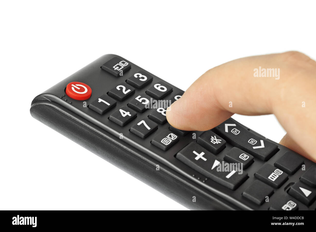 Hand and remote control Stock Photo - Alamy