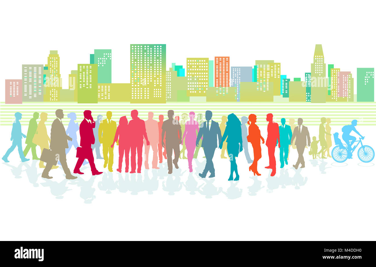 Street in town with people Stock Photo - Alamy
