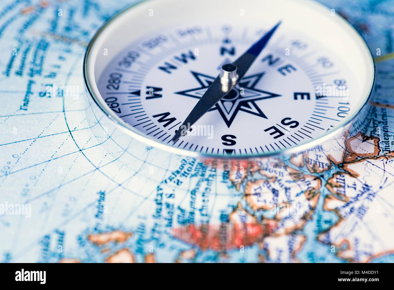 compass on the world map Stock Photo - Alamy