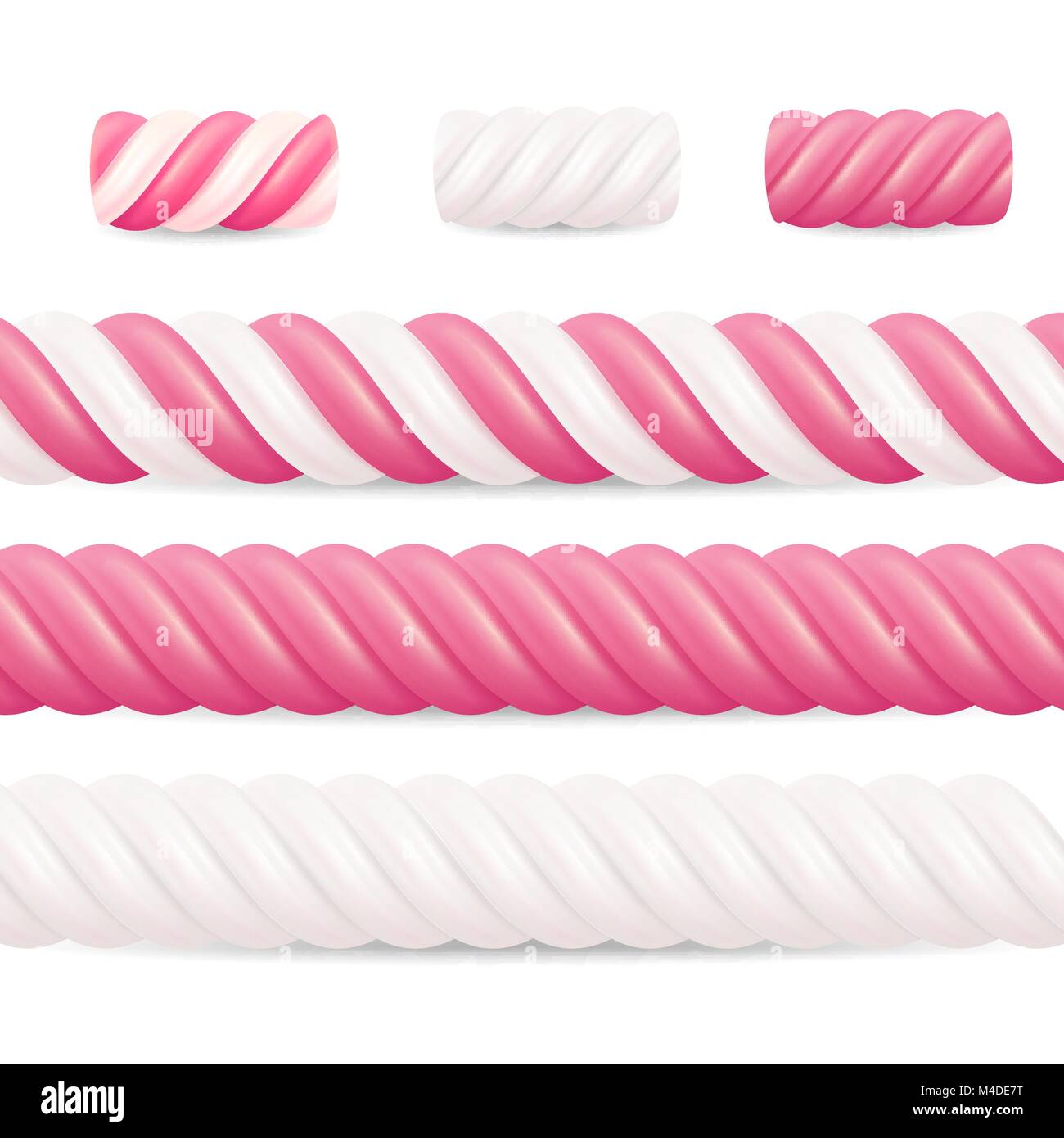 Realistic Marshmallow Candy Vector. Set Colorful Twisted Marshmallows ...