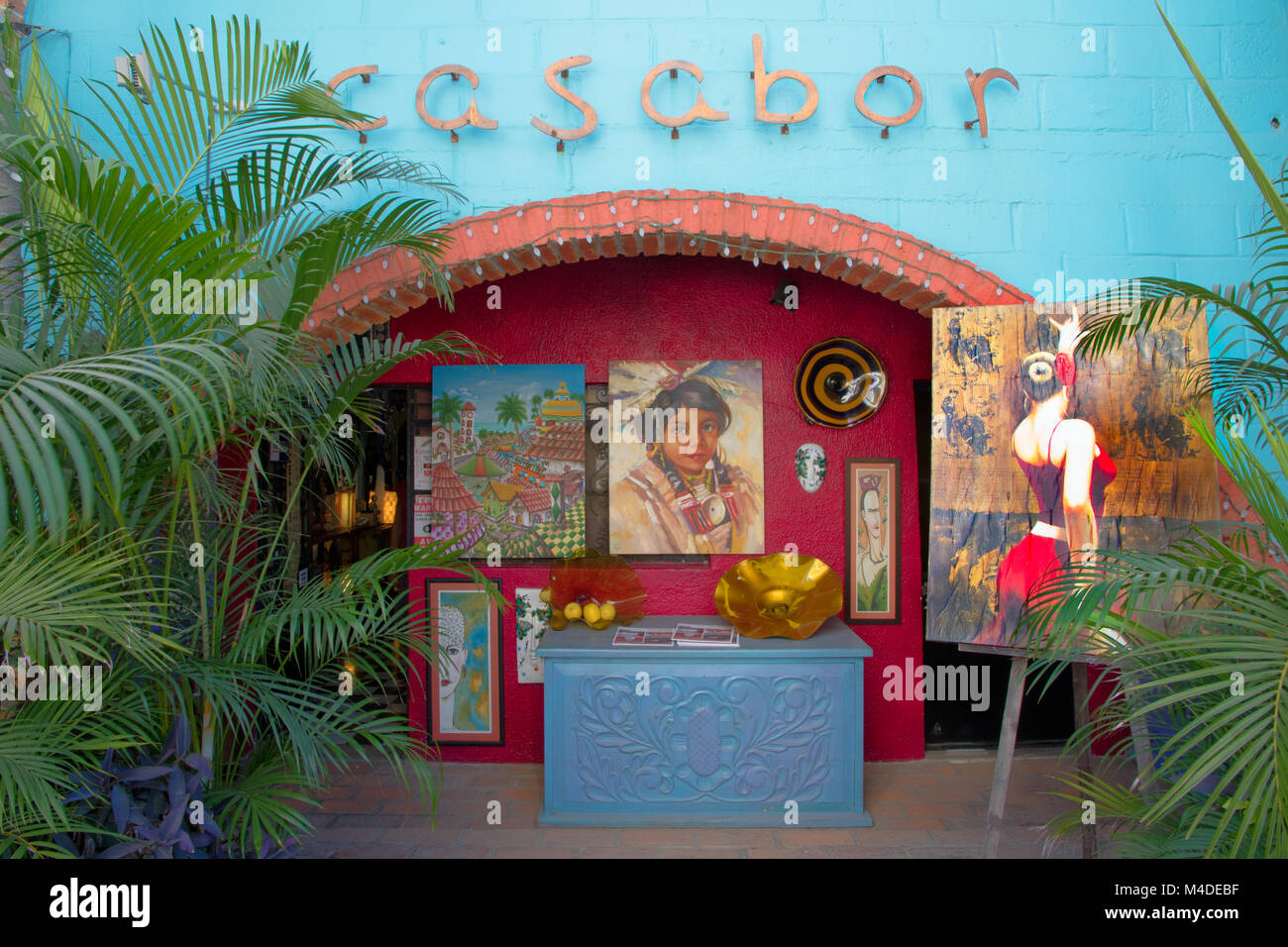 Street scene in Bucerias, a small fishing village near Puerto Vallarta ...