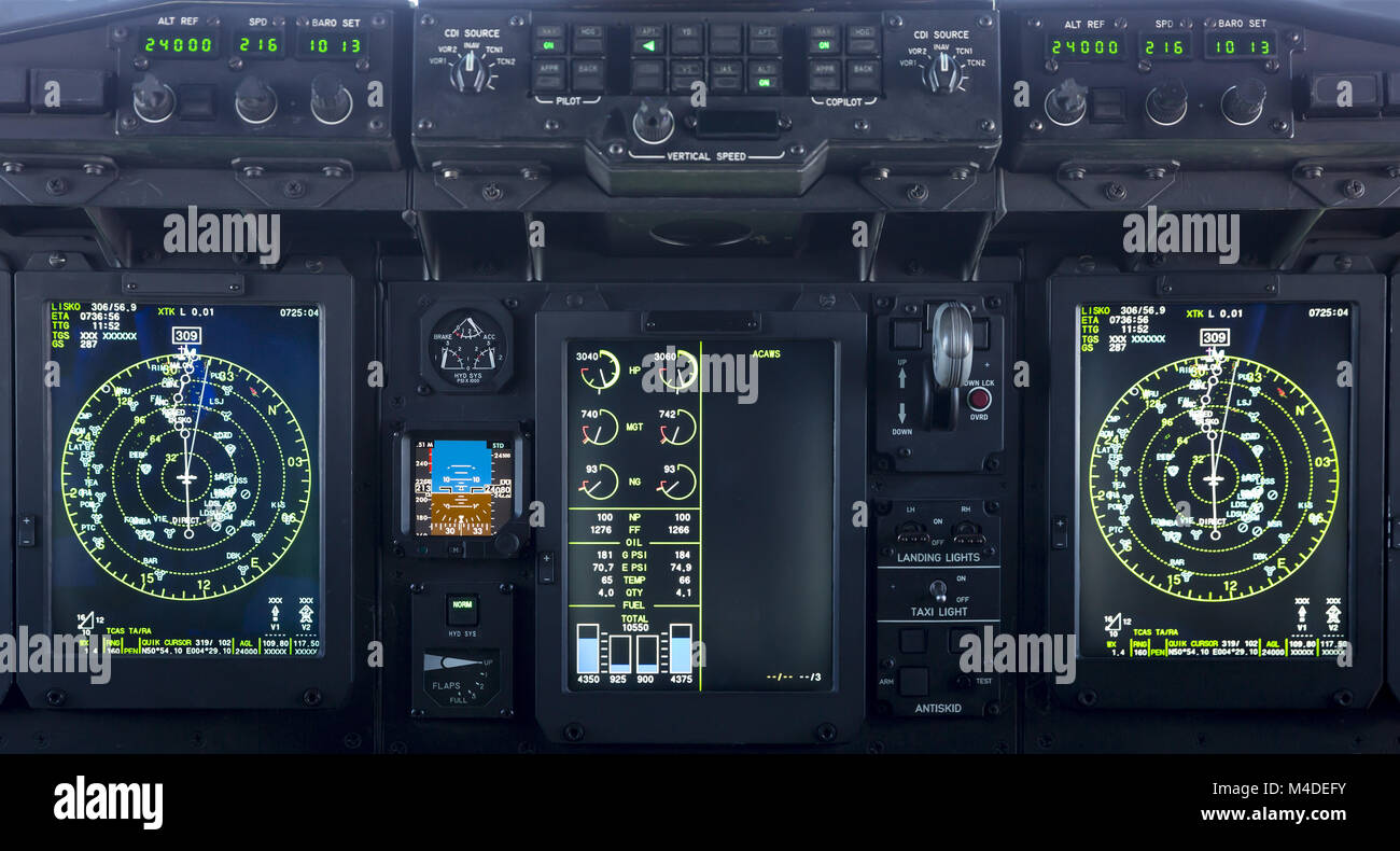 Military carrier airplane cockpit Stock Photo - Alamy
