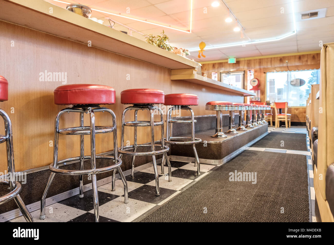Diner classic interior with counter Stock Photo - Alamy