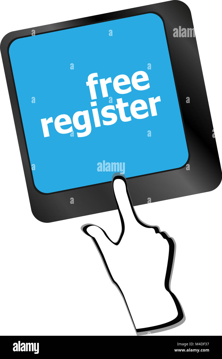 free register computer key showing internet login Stock Photo - Alamy