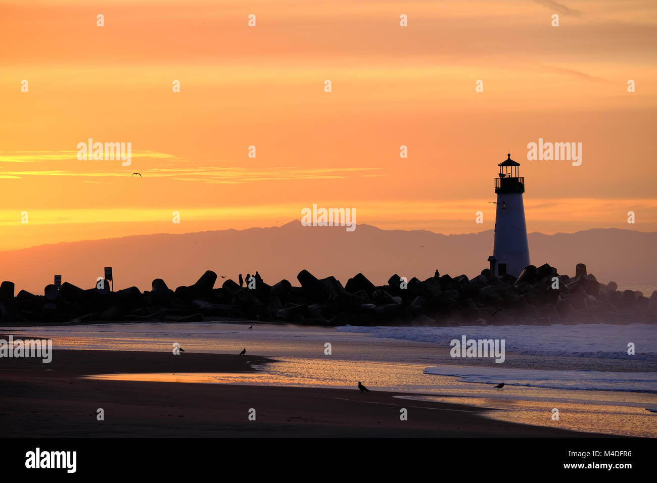 Santa Cruz Breakwater Light (Walton Lighthouse) at sunrise Stock Photo ...