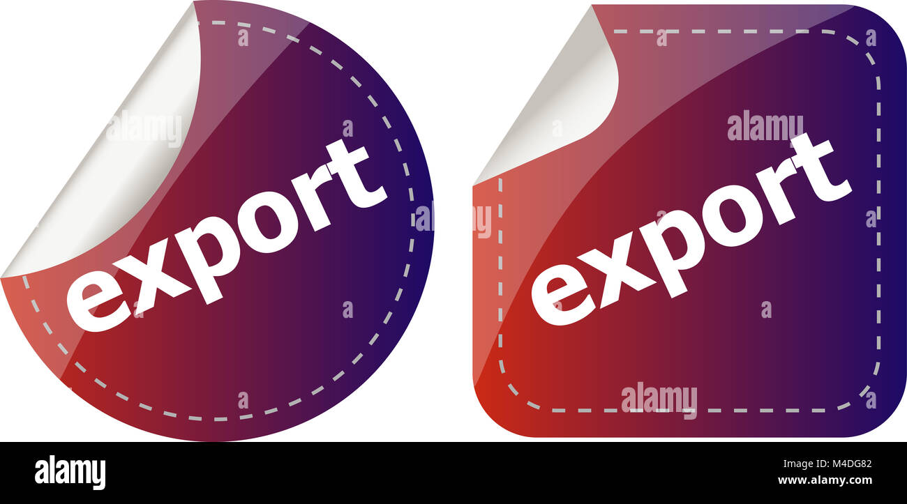 export. stickers set, web icon button isolated on white Stock Photo - Alamy