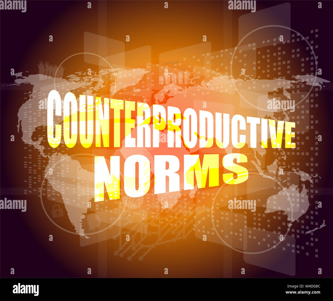 Management concept: counterproductive norms words on digital screen ...