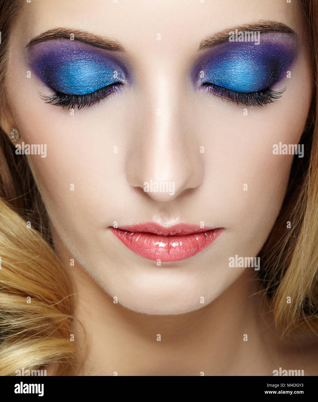 Closeup shot of female face with closed eyes Stock Photo - Alamy