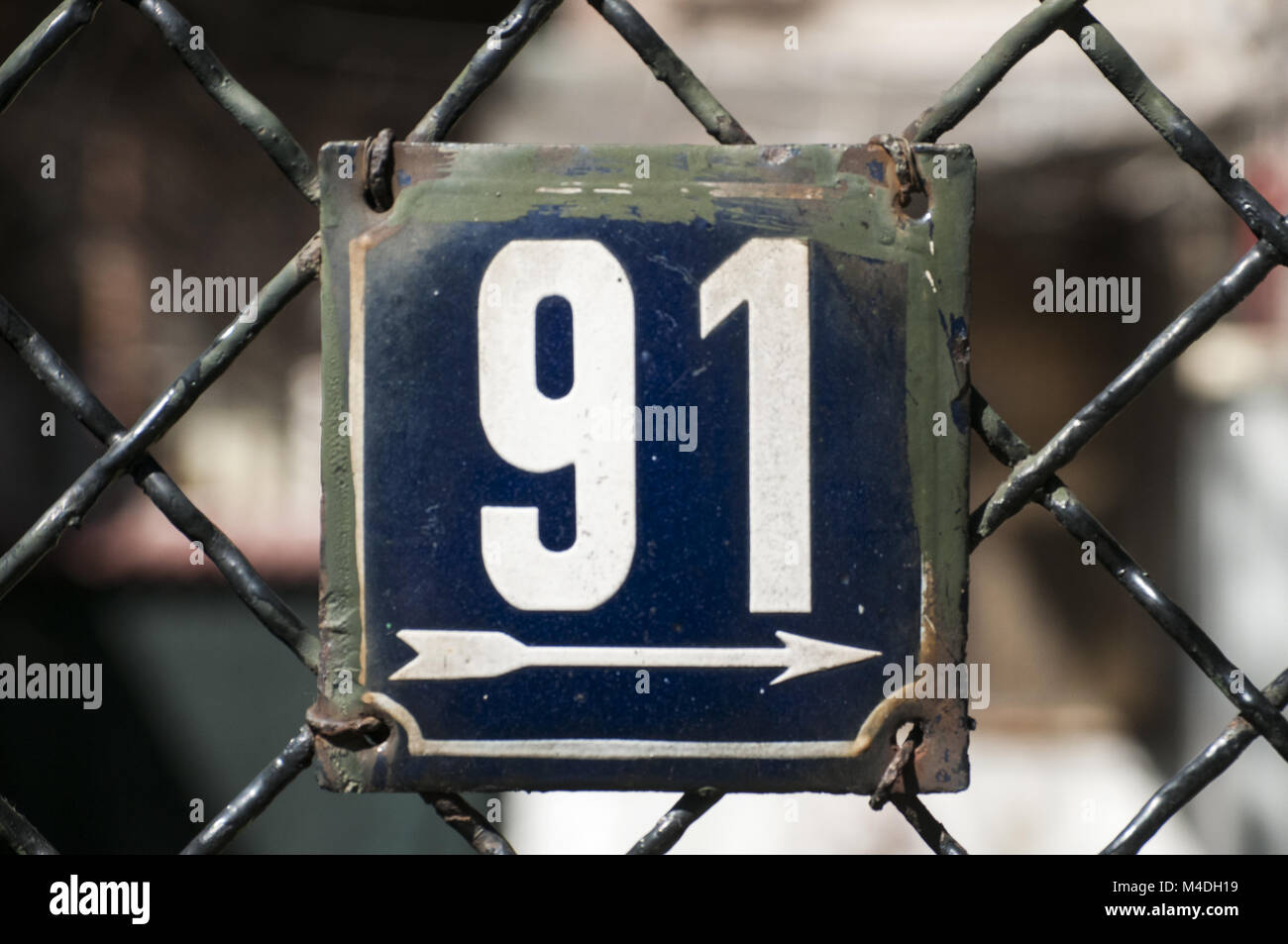 Weathered enameled plate number 91 Stock Photo - Alamy Weathered enameled plate number 91 Stock Photo - Alamy