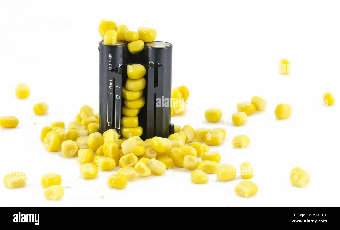 battery pack with voltaic cells and grains of corn Stock Photo - Alamy