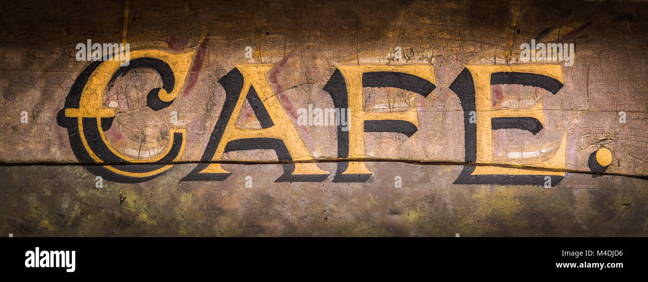 Retro Grungy Cafe Sign Stock Photo - Alamy