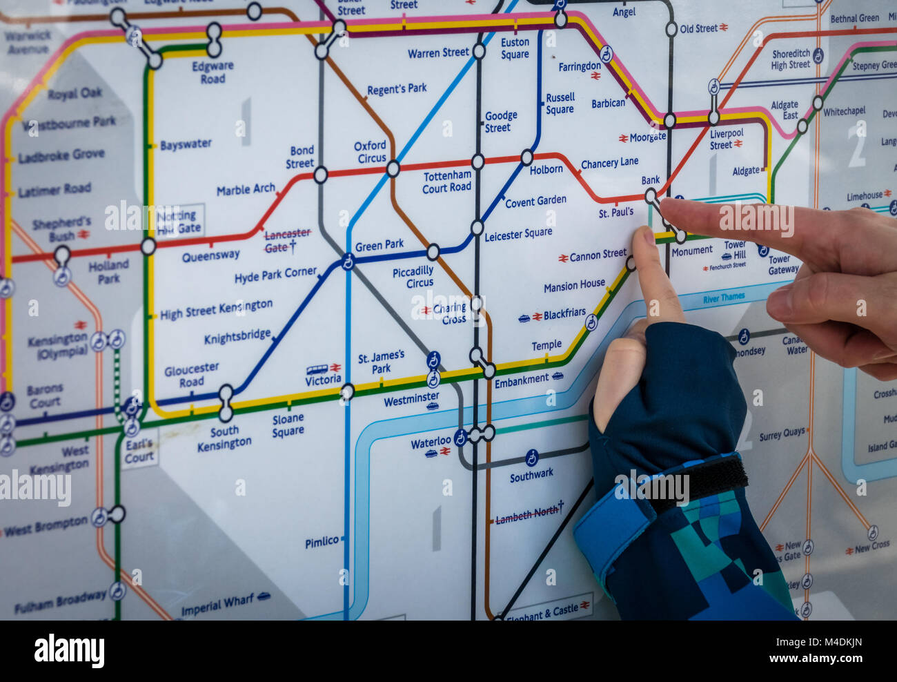 Pointing at a Tube map Stock Photo - Alamy