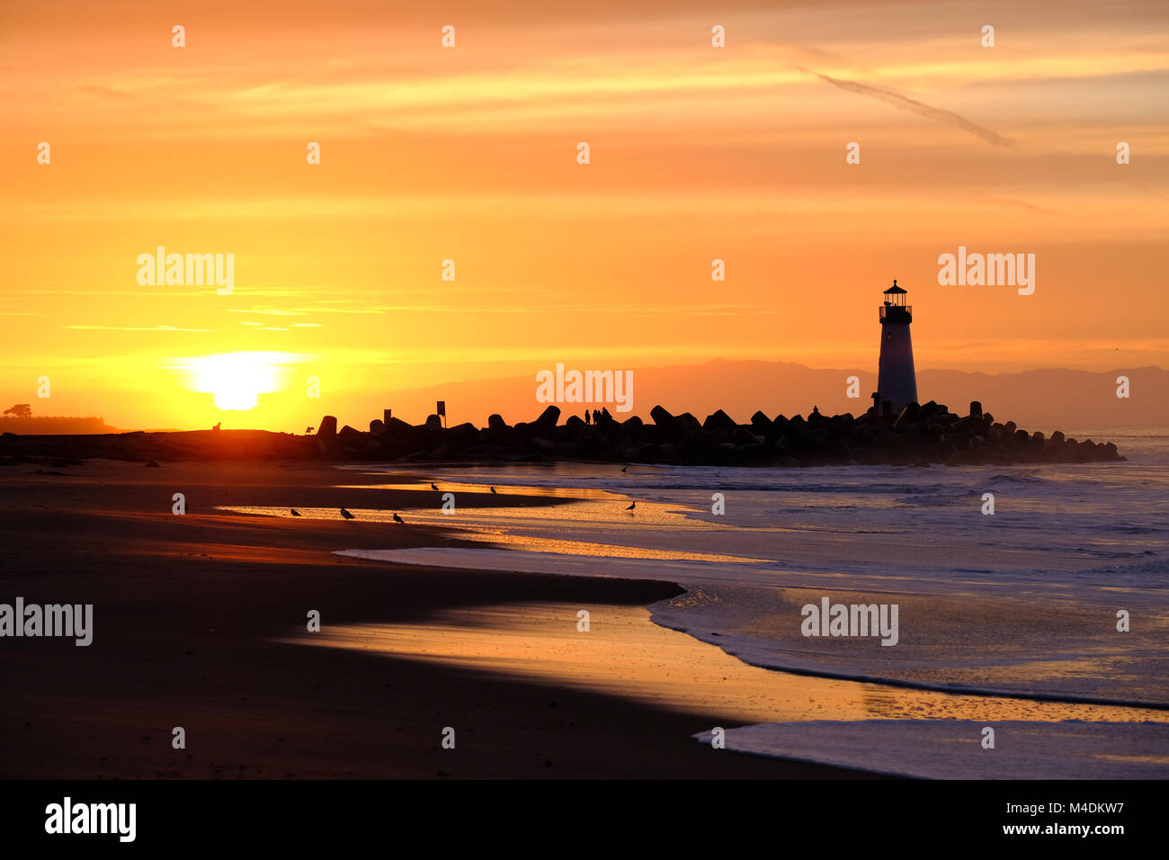 Santa Cruz Breakwater Light (Walton Lighthouse) at sunrise Stock Photo ...