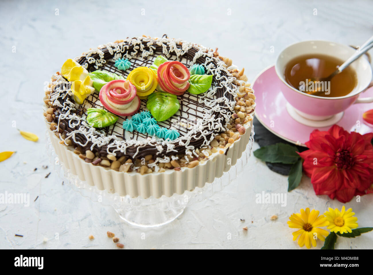Tasty cakes composition Stock Photo - Alamy