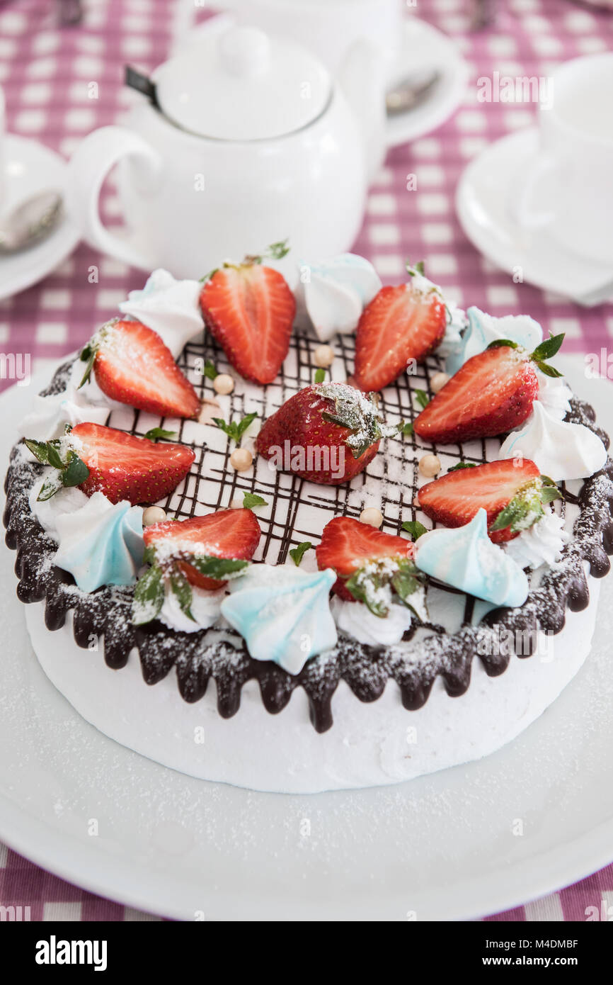 Tasty strawberry cream cake Stock Photo - Alamy