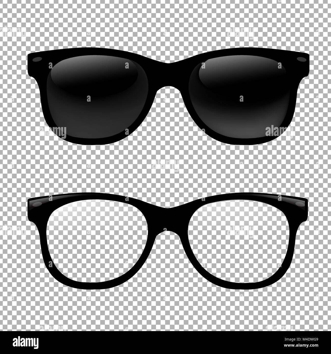 Glasses Set In Transparent Background Stock Photo - Alamy