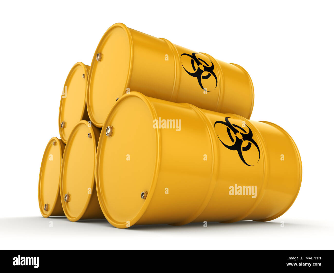 3D rendering biohazard barrels Stock Photo - Alamy