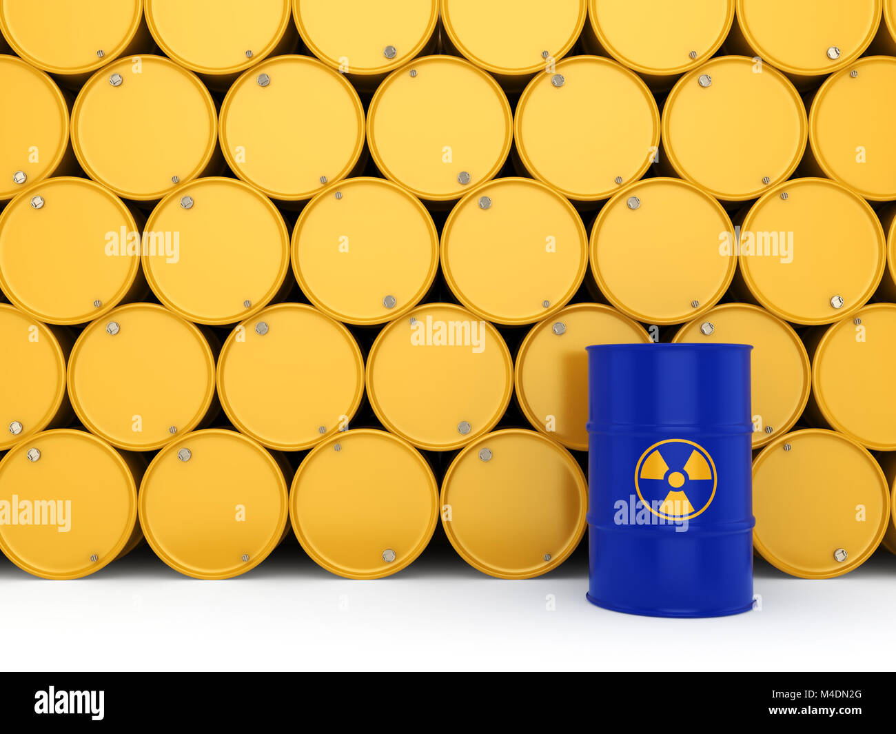 3D rendering radioactive barrels Stock Photo - Alamy