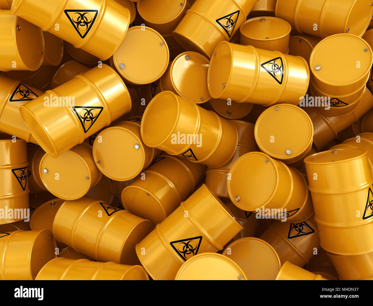 3D rendering biohazard barrels Stock Photo - Alamy