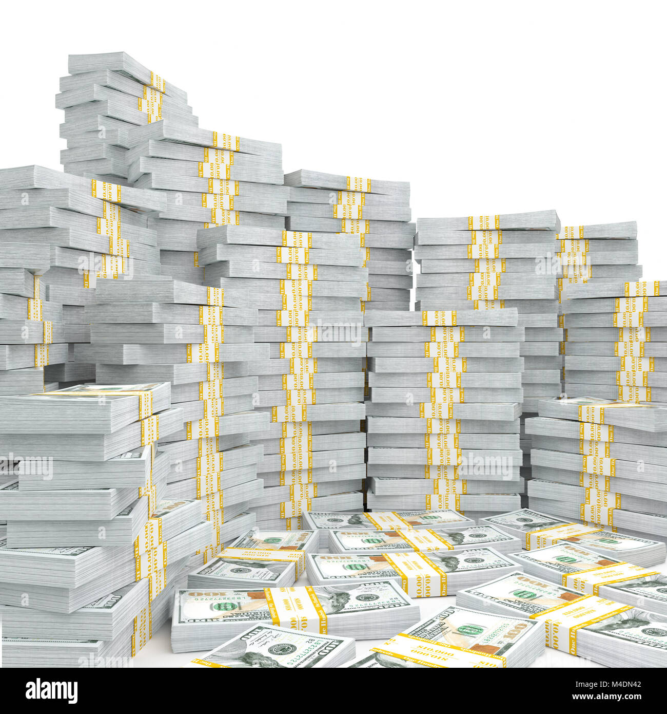 3d rendering lots of packs of US dollars Stock Photo - Alamy