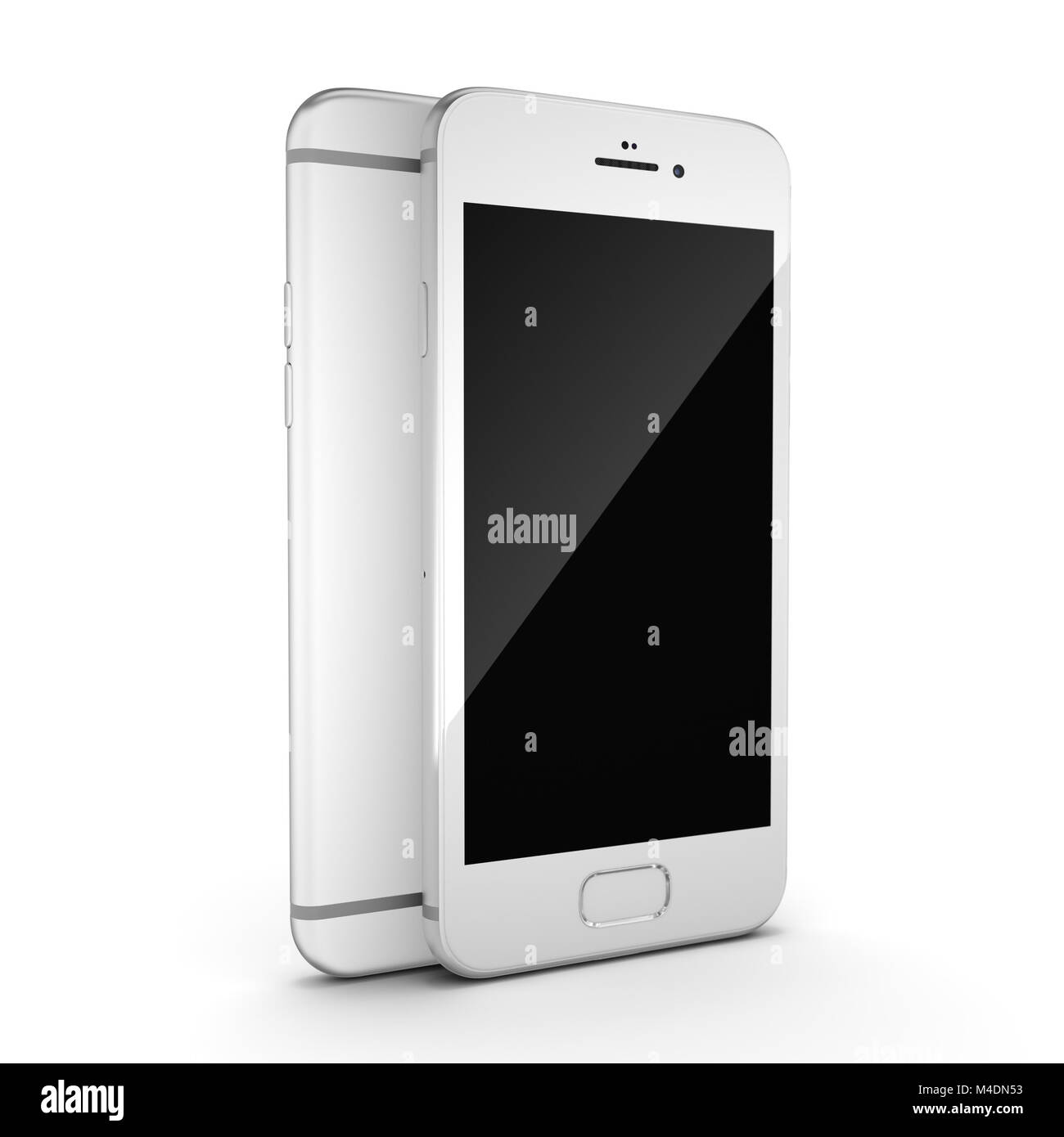3D rendering silver smart phone with black screen Stock Photo - Alamy