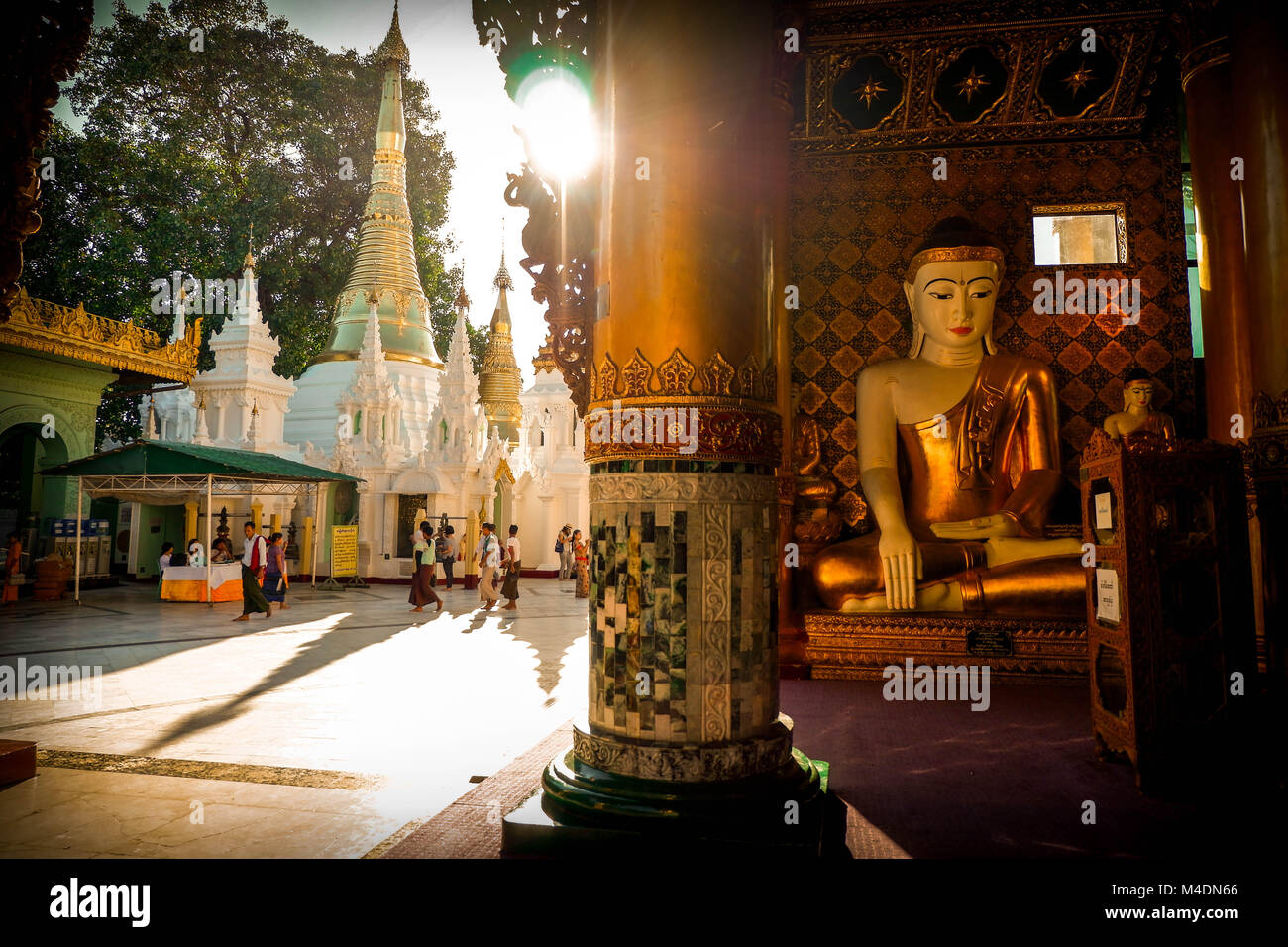 Inside outside perspective of Shwedagon in Yangon Myanmar Stock Photo ...