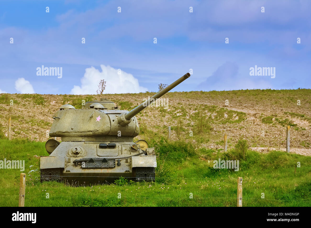 Tank on the Field Stock Photo - Alamy