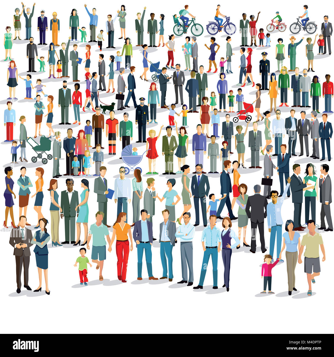 Large group of people standing together illustration Stock Photo - Alamy