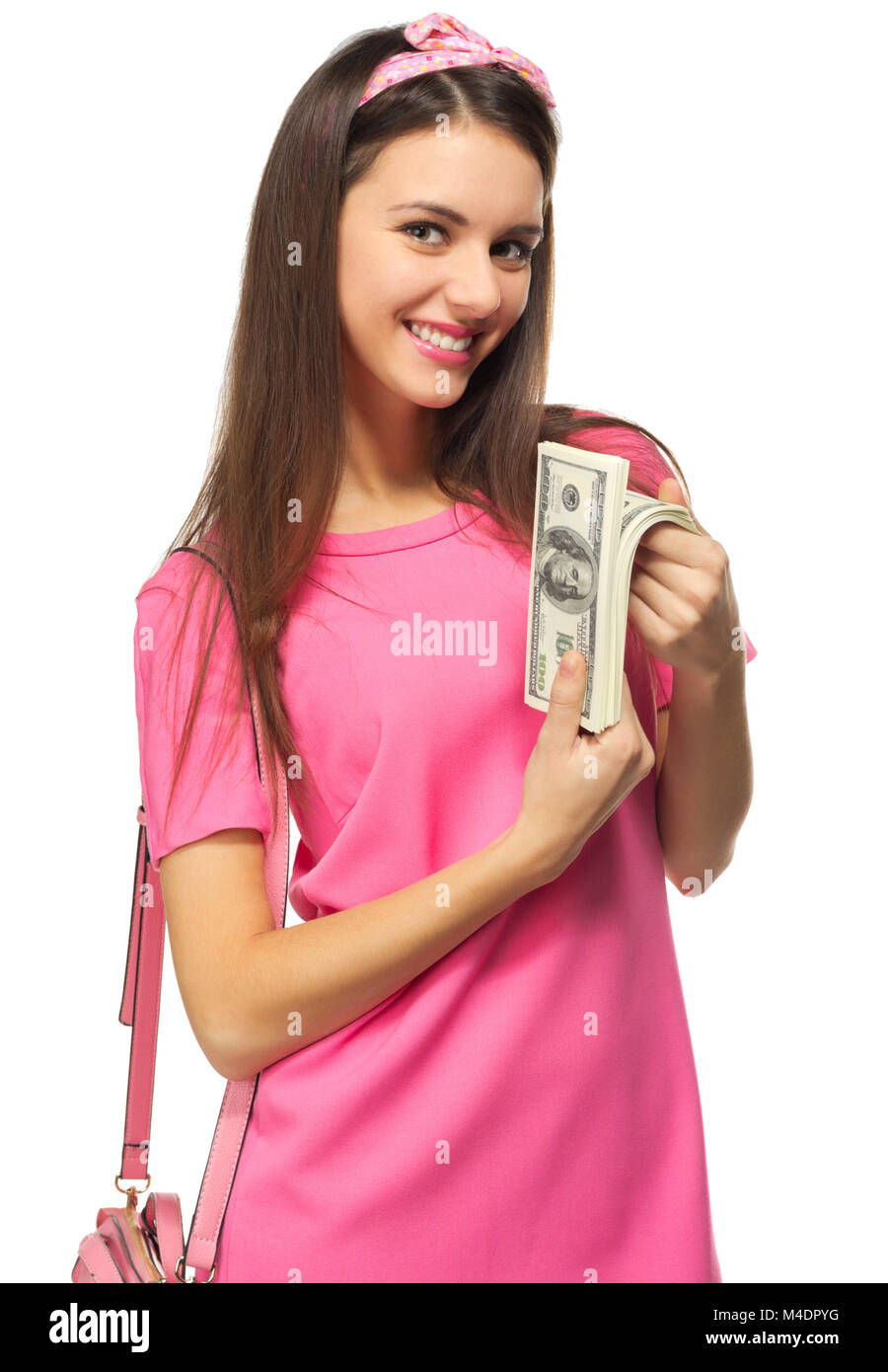 Young travelling girl isolated on white Stock Photo - Alamy Young travelling girl isolated on white Stock Photo - Alamy