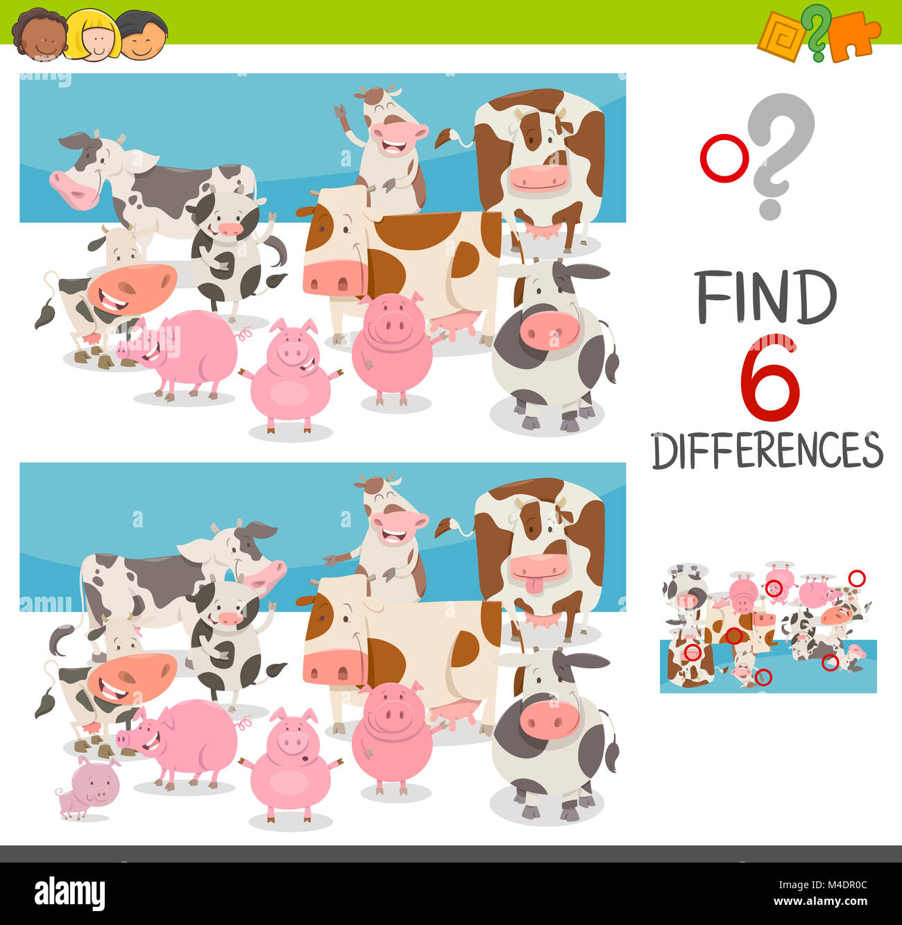 spot the differences with animals Stock Photo - Alamy