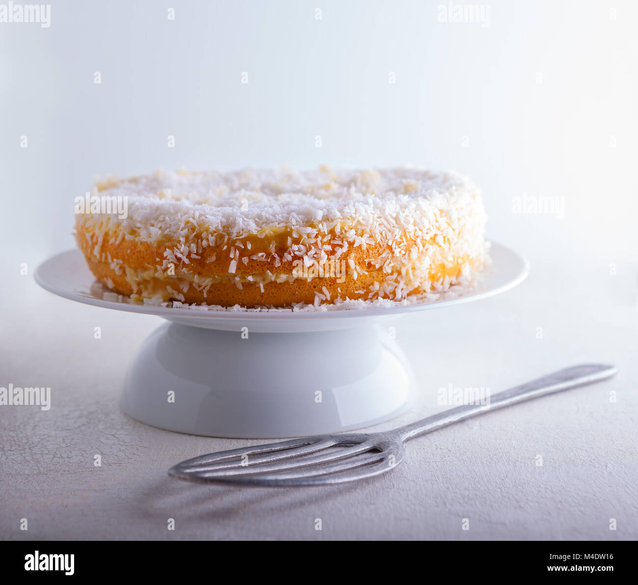 Slice of Homemade coconut cake Stock Photo - Alamy