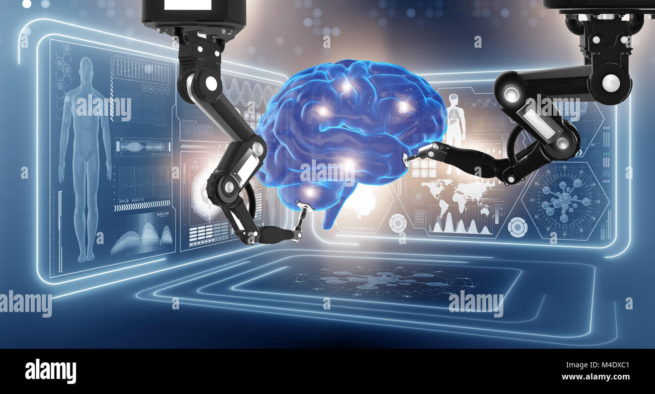 Robot performing surgery on head brain Stock Photo - Alamy