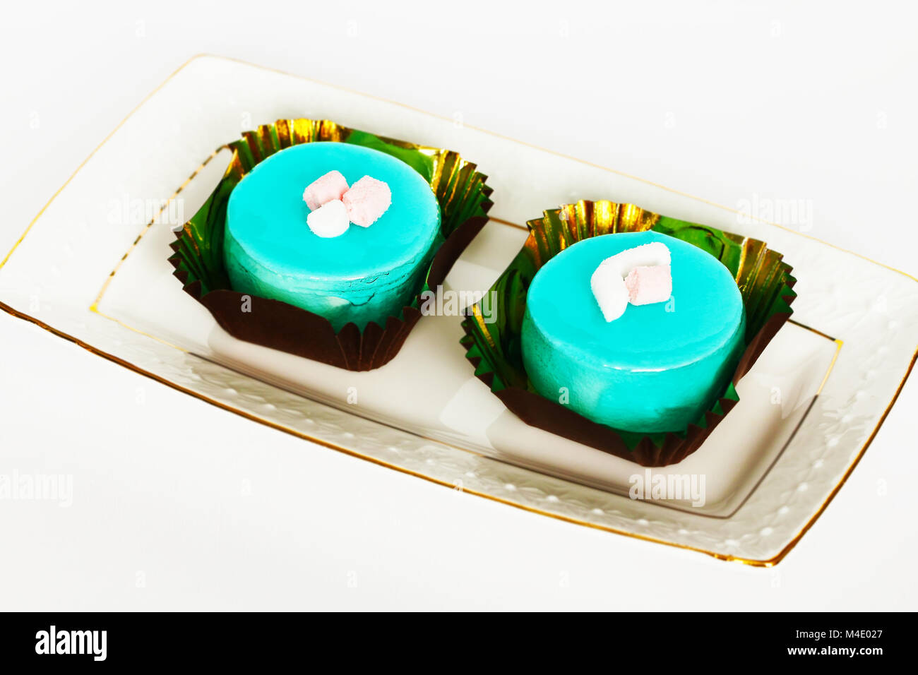 Beautiful small cake on white background Stock Photo - Alamy