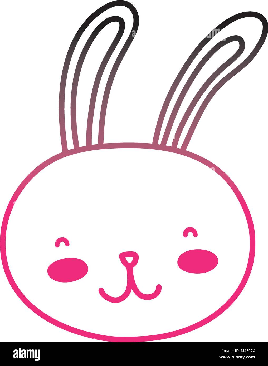 color line happy rabbit head animal cartoon Stock Vector Image & Art ...