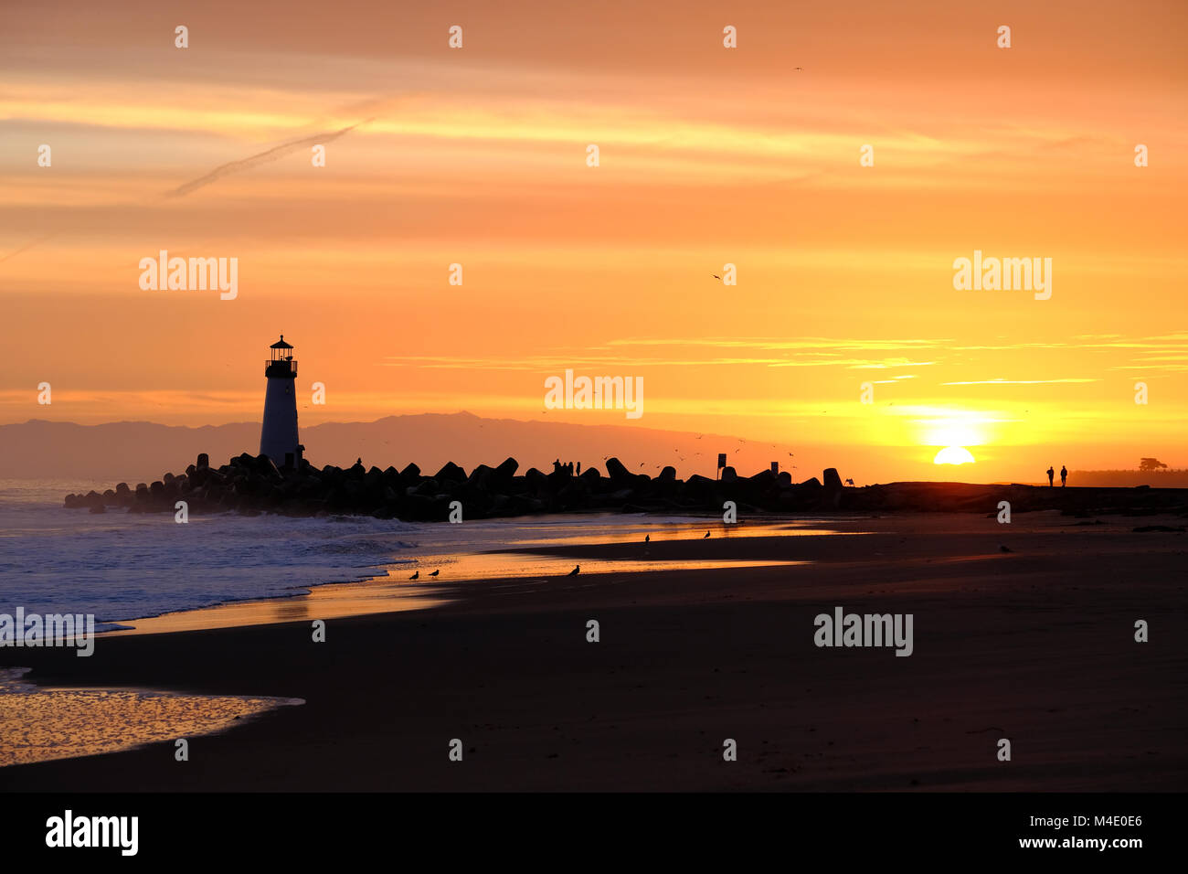 Santa Cruz Breakwater Light (Walton Lighthouse) at sunrise Stock Photo ...