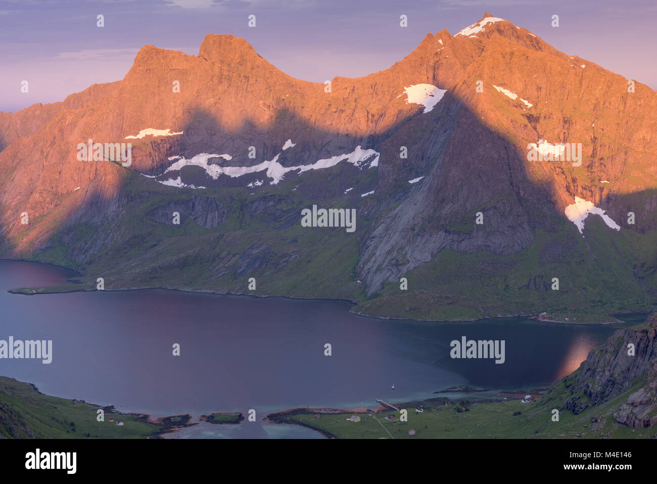 Evening mood, Forsfjorden, Moskenesoeya, Lofoten, Norway Stock Photo ...