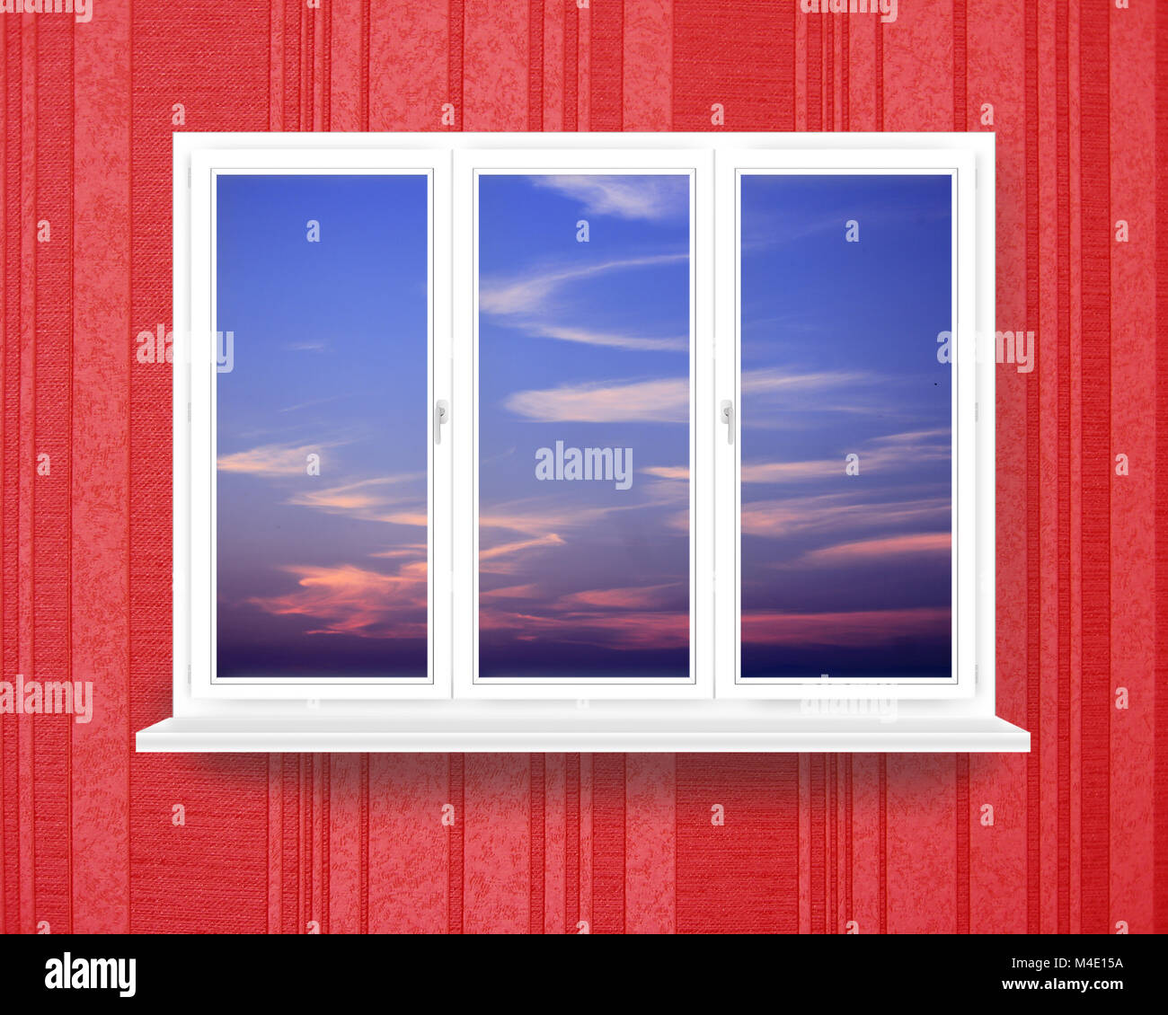 window in the room with view to dark sunset Stock Photo - Alamy