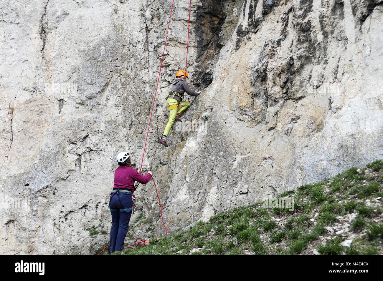 two climbers on rock Stock Photo - Alamy