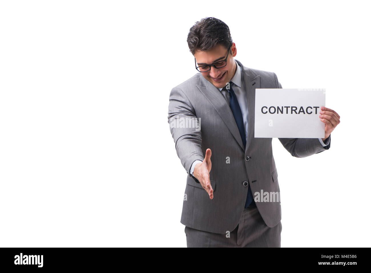 Businessman in employment contract concept isolated on white background ...
