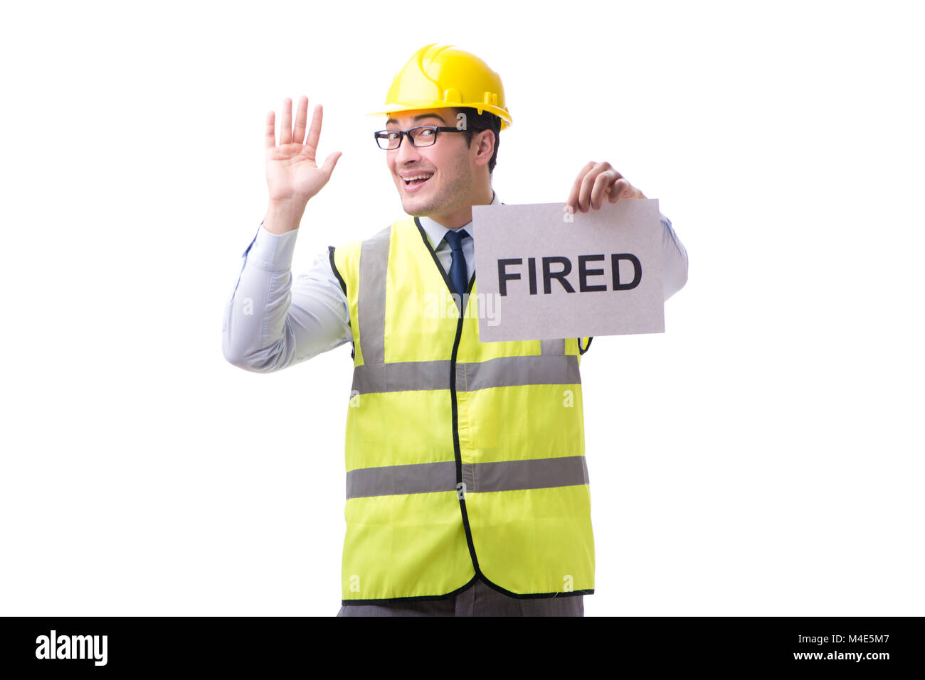 Construction supervisor in dismissal concept isolated on white ...