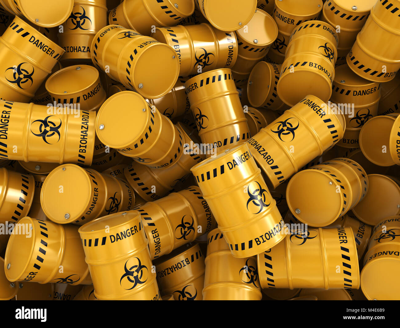 3D rendering biohazard barrels Stock Photo - Alamy